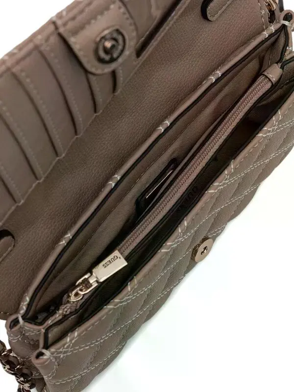 Guess Quilted Chain Cross Body Bag - Neutrals