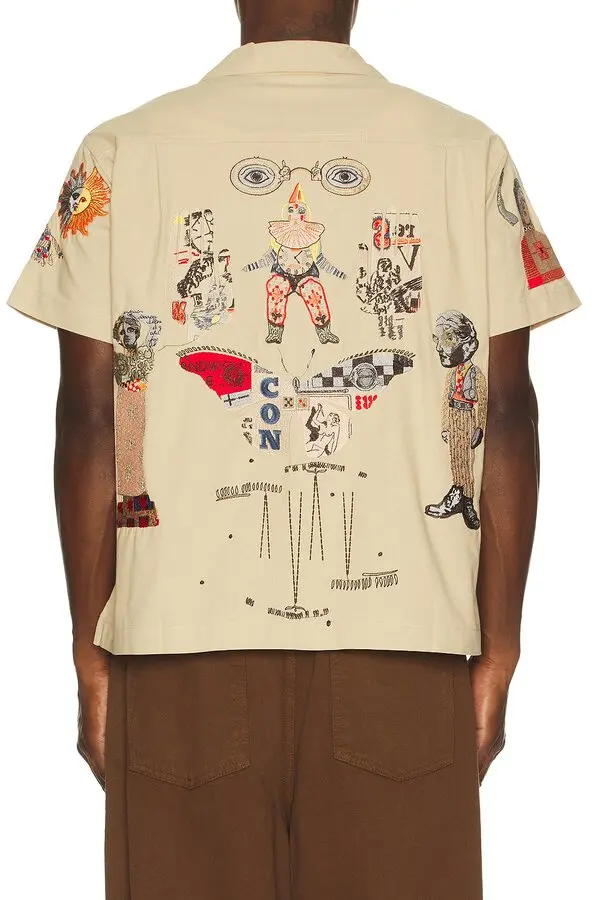 SAMUEL ZELIG Collage Camp Shirt In Beige