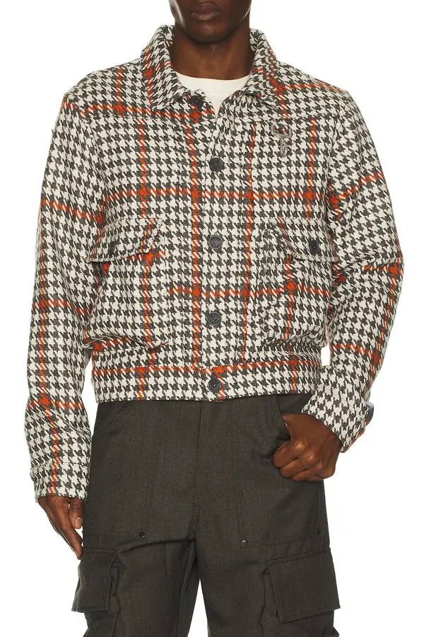 Reese Cooper Wool Houndstooth Trucker Jacket - Charcoal