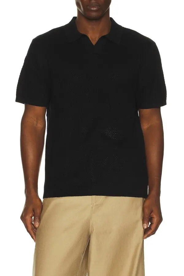Reigning Champ Cotton Linen Victor Polo - Black