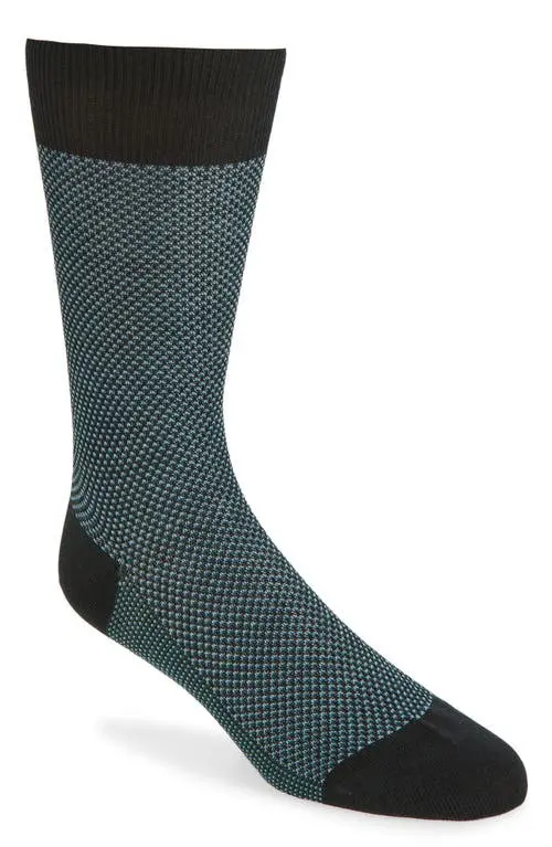 Pantherella Bird's Eye Merino Wool Blend Dress Socks - Black