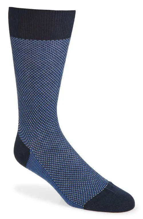 Pantherella Bird's Eye Merino Wool Blend Dress Socks - Navy