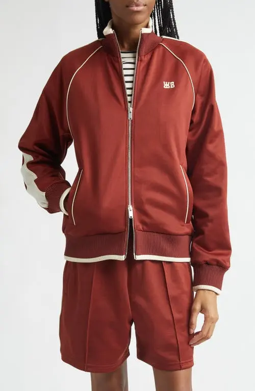 WALES BONNER Motion Piped Jersey Track Jacket - Rust/ivory