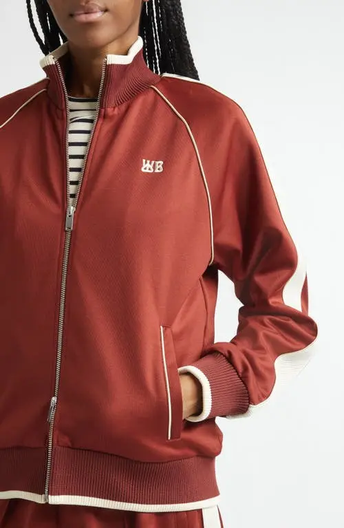 WALES BONNER Motion Piped Jersey Track Jacket - Rust/ivory