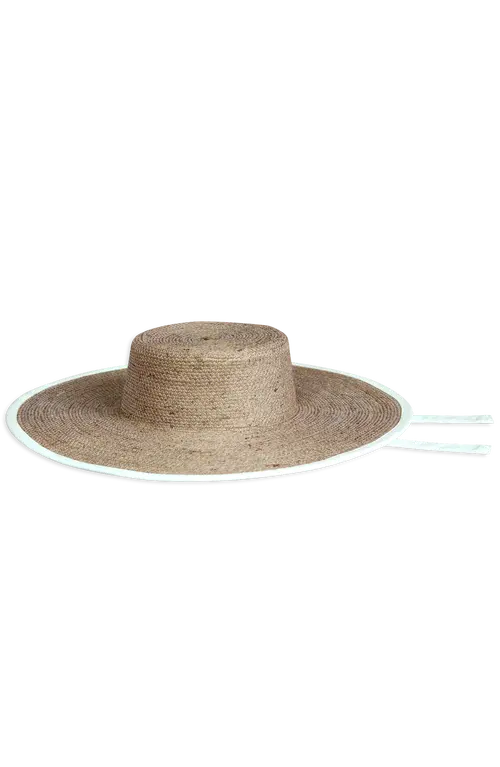 BRUNNA.CO Wide-brim Jute Boater Hat - Beige