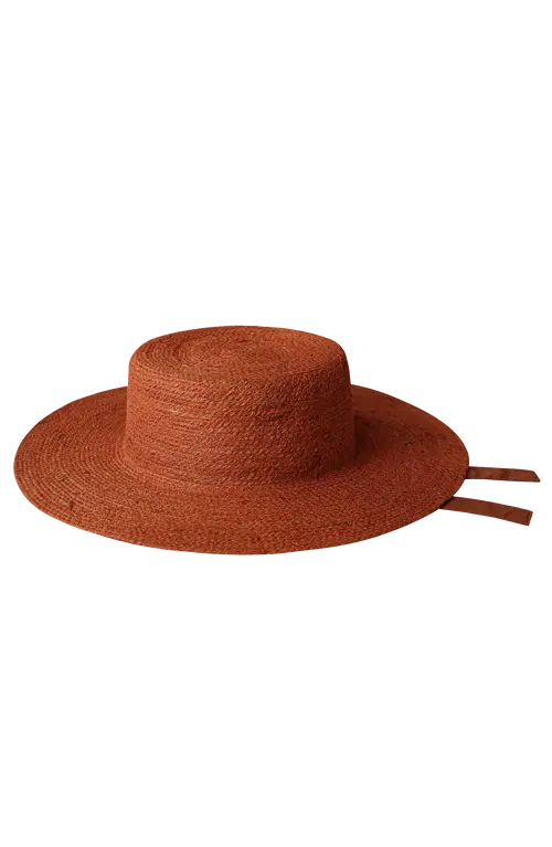 BRUNNA.CO Jute Boater Hat - Burnt Sienna