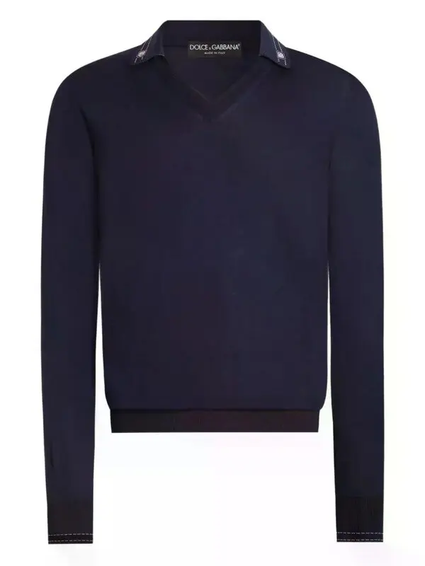 Dolce & Gabbana Logo-embroidered V-neck Top