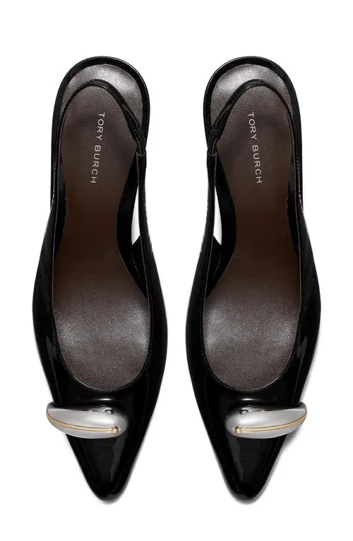Tory Burch Pierced Slingback Pumps - Perfect Black/silver