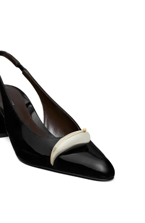 Tory Burch Pierced Slingback Pumps - Perfect Black/silver