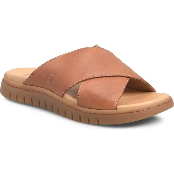 BØRN Dia Slide Sandal - Brown Leather