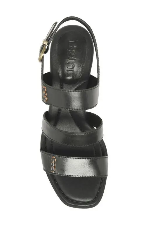 BØRN Secan Block Heel Sandal - Black Leather