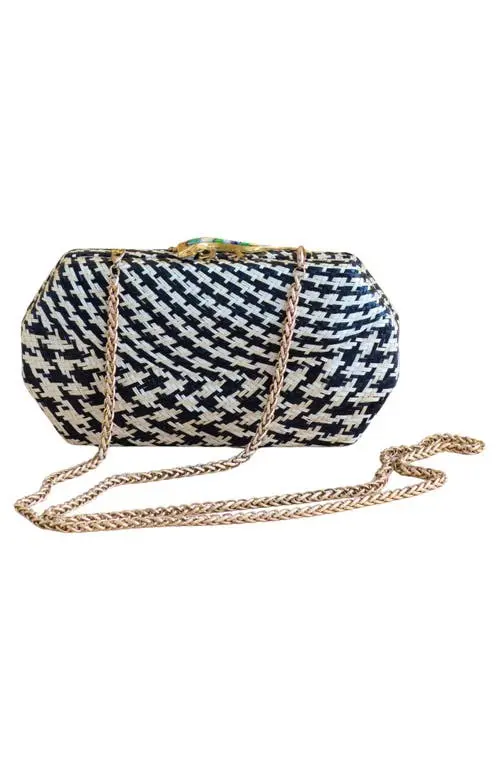 LIKHA Houndstooth Octagon Clutch - Black
