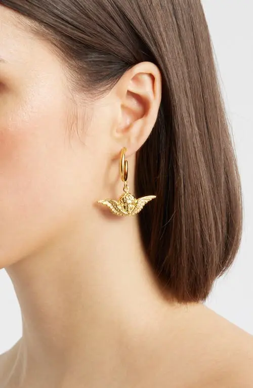 VIDAKUSH Angel Drop Hoop Earrings - Gold