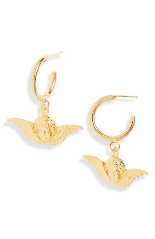VIDAKUSH Angel Drop Hoop Earrings - Gold