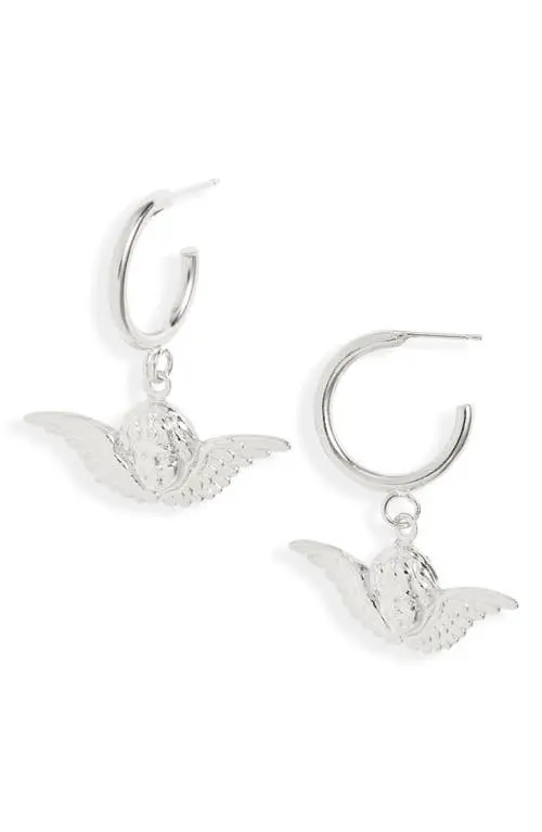 VIDAKUSH Angel Drop Hoop Earrings - Silver