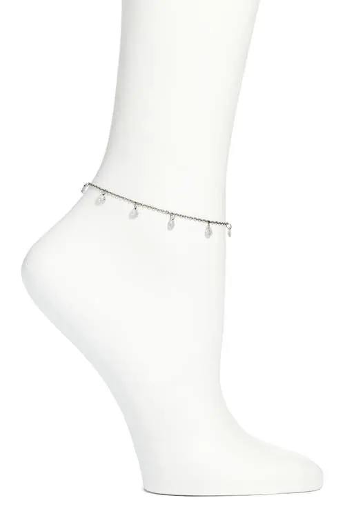 VIDAKUSH Crystal Drop Anklet - Silver