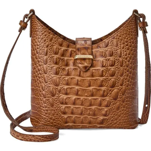 Brahmin Small Croc Embossed Leather Crossbody Bag