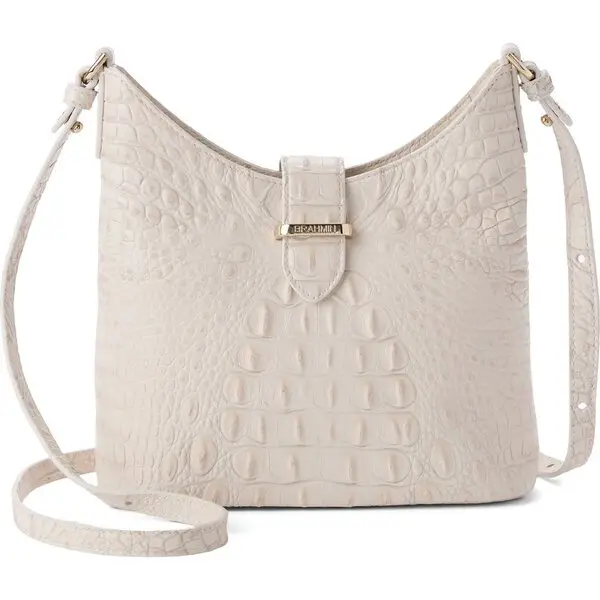Brahmin Small Croc Embossed Leather Crossbody Bag - Ivory