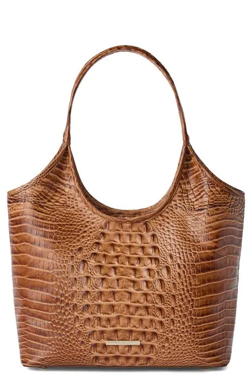 Brahmin Croc-embossed Leather Tote - Cinnamon