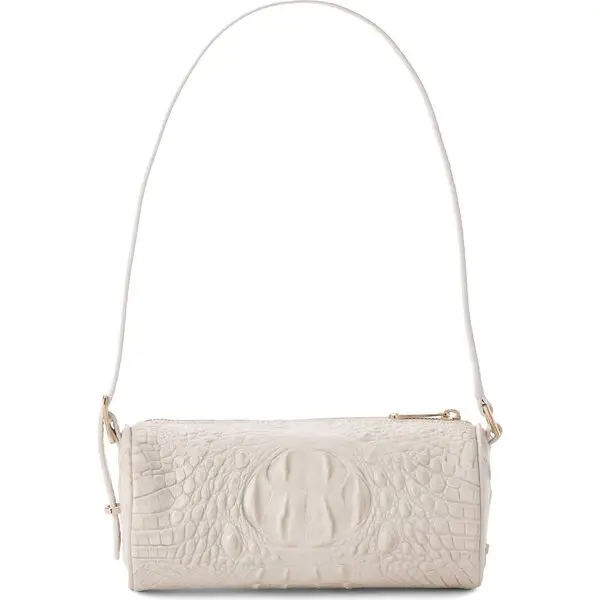 Brahmin Billie Croc Embossed Leather Barrel Bag - Ivory