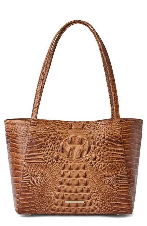 Brahmin Mona Croc Embossed Leather Tote - Cinnamon