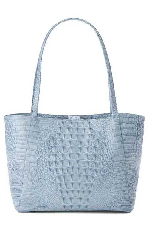 Brahmin Mona Croc Embossed Leather Tote - Stonewash