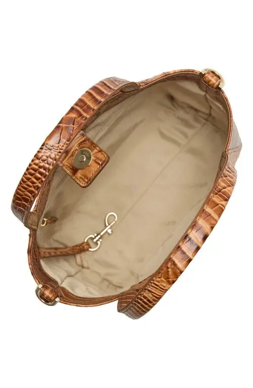 Brahmin Croc Embossed Leather Top Handle Bag - Cinnamon