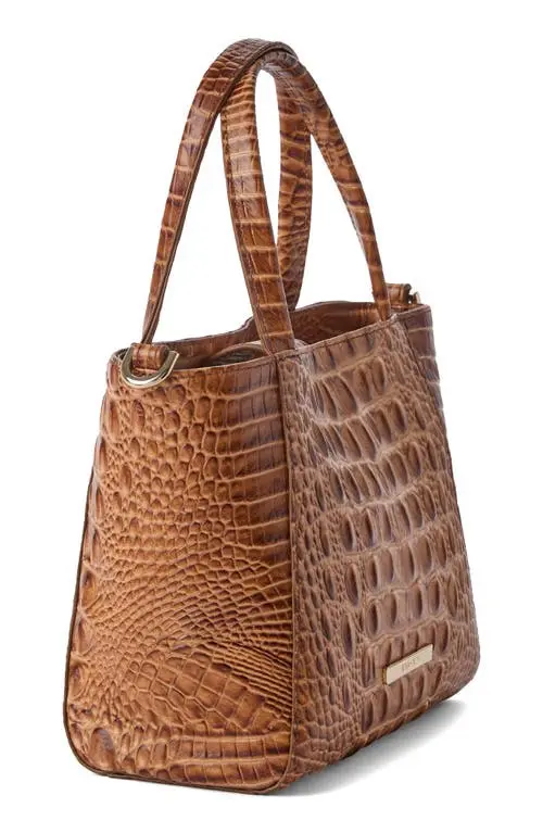Brahmin Croc Embossed Leather Top Handle Bag - Cinnamon