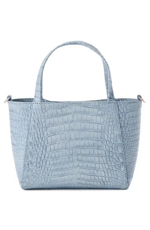 Brahmin Croc Embossed Leather Top Handle Bag - Stonewash