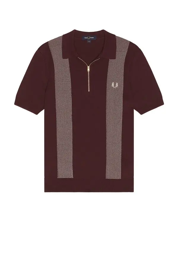 Fred Perry Panel Detail Knitted Polo Shirt In Red