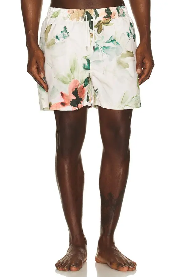 Simkhai Lowell Swim Shorts - Ivory Watercolor Floral