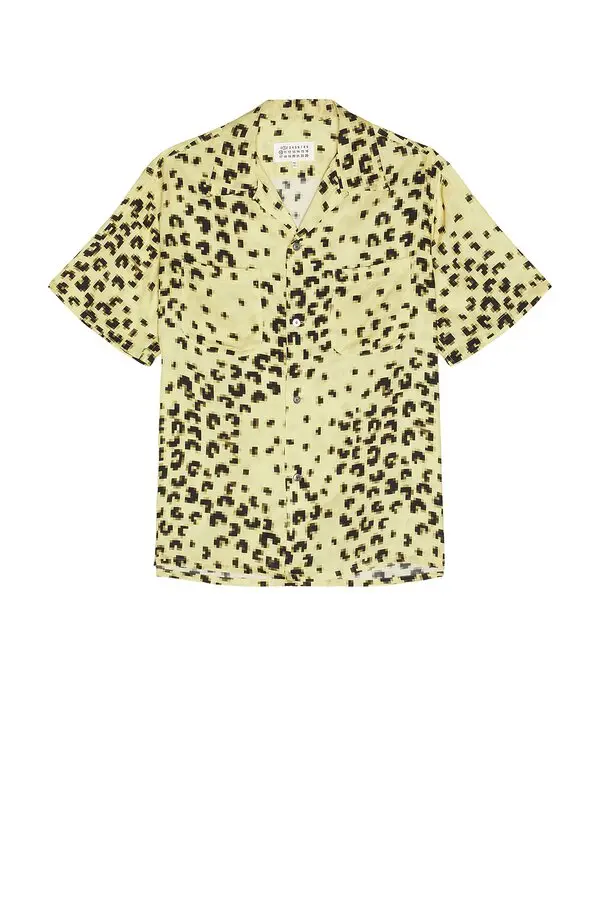 MAISON MARGIELA Short-sleeved Shirt In Yellow - Gold Leopard