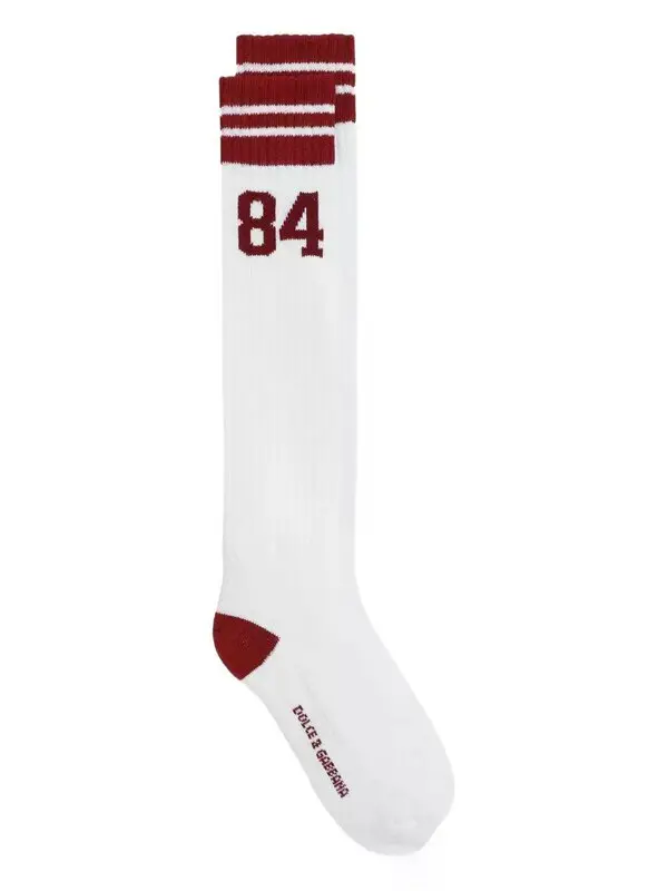 Dolce & Gabbana Striped Number Socks - White