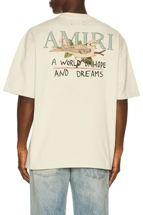 Amiri Hope And Dreams Oversized Tee In Cream - Alabaster