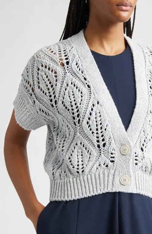 Eleventy Open Knit Linen Blend Cardigan
