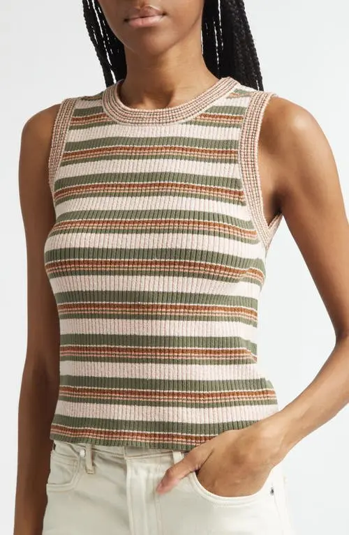 Veronica Beard Jerrell Stripe Stretch Cotton Rib Tank Top