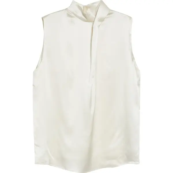 Eleventy Twist Mock Neck Sleeveless Top - Ivory
