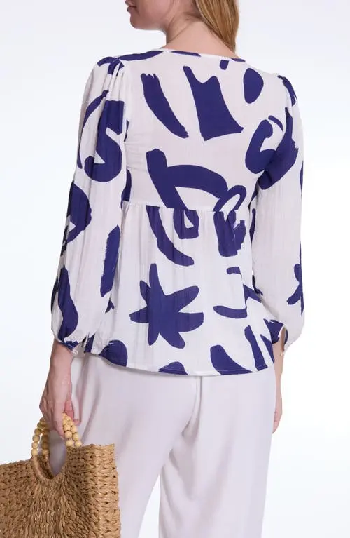 CACHE COEUR Corfou Abstract Print Tie Neck Maternity Blouse