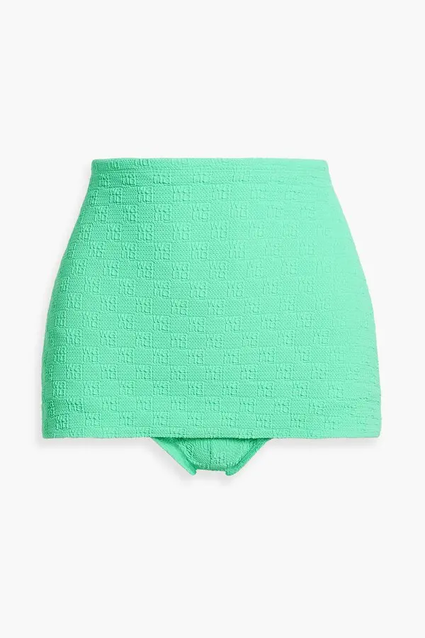 Alexander Wang Skirt-style Overlay Stretch-jacquard Shorts - Jade