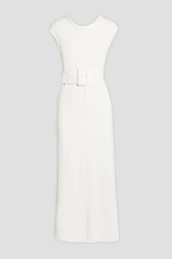 Another Tomorrow Belted Crepe Maxi Dress
