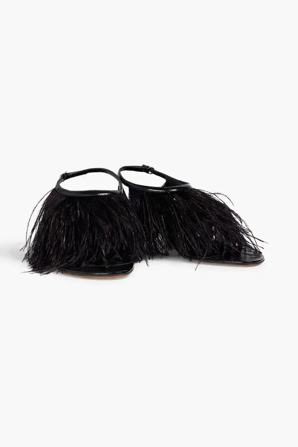 Proenza Schouler Feather-embellished Leather Sandals - Black