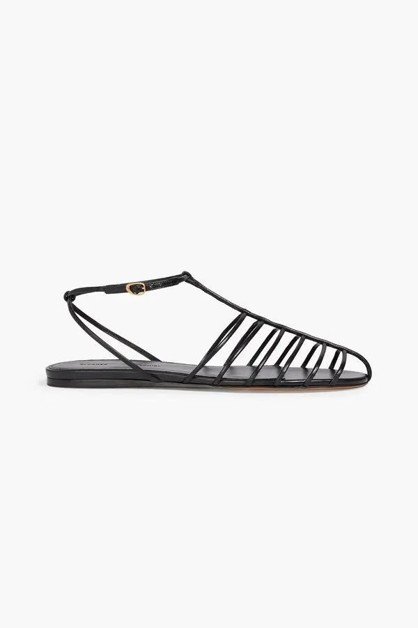 Proenza Schouler Tee Cage Leather Sandals - Black