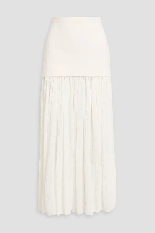 Proenza Schouler Bouclé-knit And Plissé-chiffon Maxi Skirt - Ivory