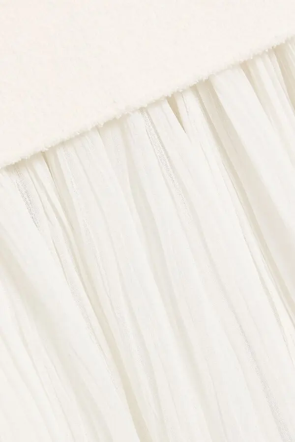 Proenza Schouler Bouclé-knit And Plissé-chiffon Maxi Skirt - Ivory