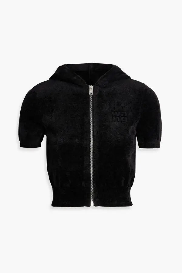 Alexander Wang Cropped Velour Hoodie