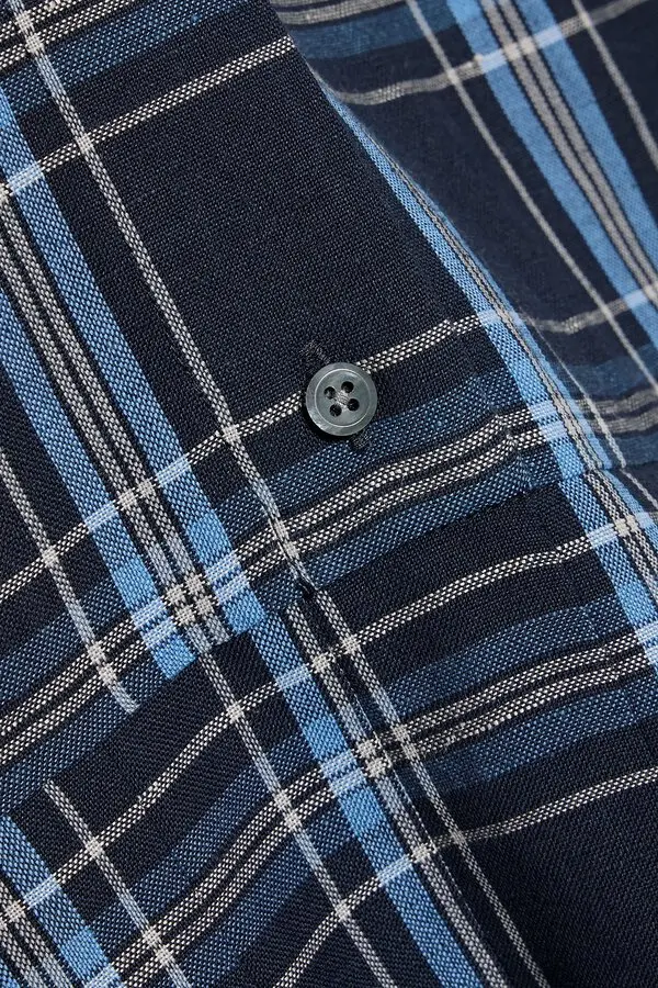Thom Browne Pleated Checked Wool And Linen-blend Shirt Dress