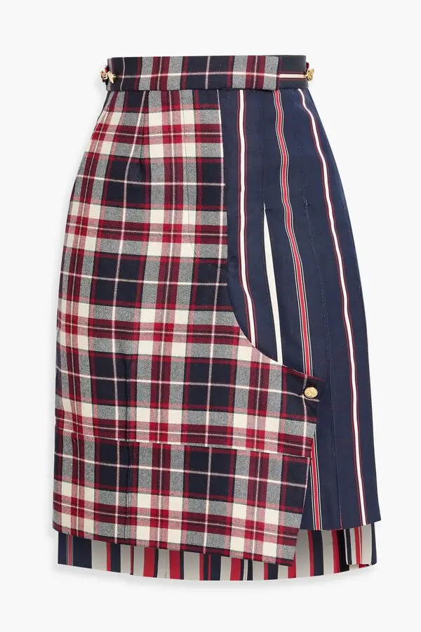 Thom Browne Checked Silk And Cotton-blend Skirt
