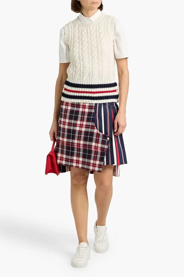 Thom Browne Checked Silk And Cotton-blend Skirt