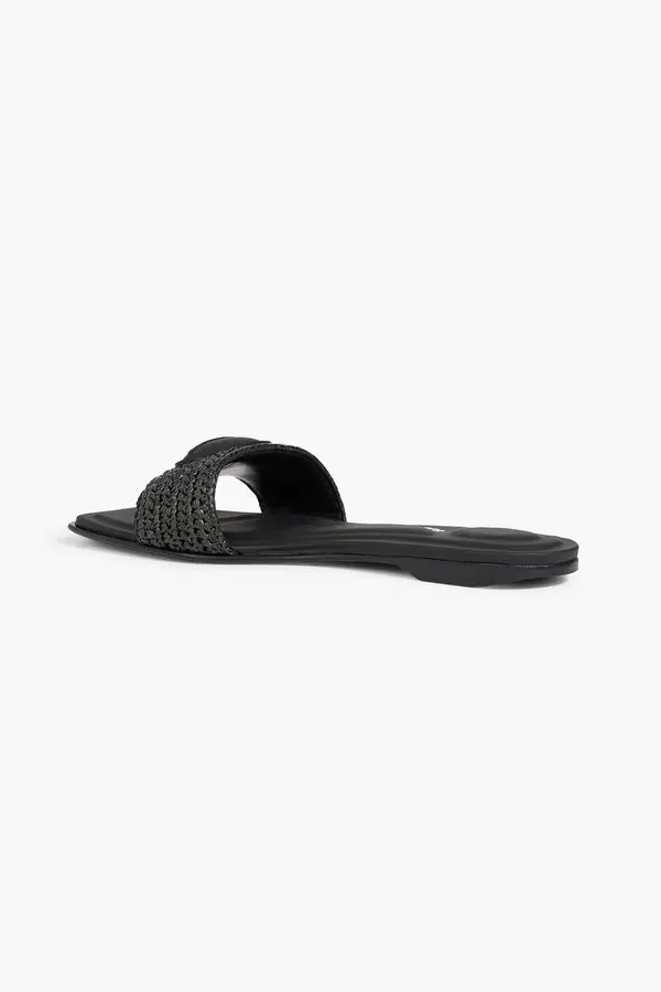 Alexander Wang Vy Faux Raffia Slides - Black