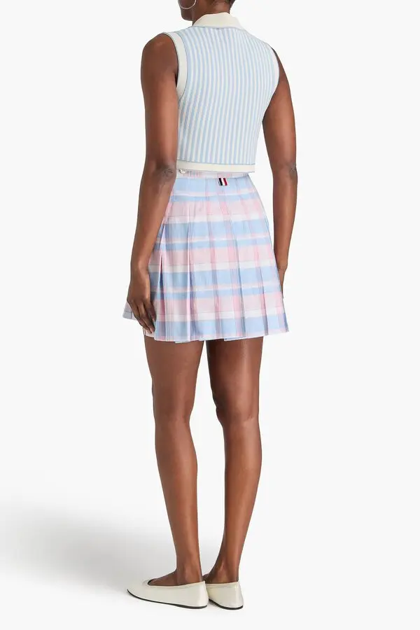 Thom Browne Pleated Checked Mini Skirt
